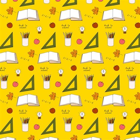 Back To School Pattern Premium Vector