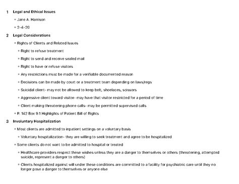 Legal And Ethical Issues Lecture Notes 1 Legal And Ethical Issues Jane A Harrison 2 4 2