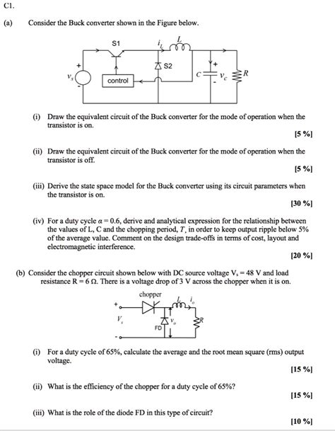 solved a consider the buck converter shown in the figure below s1