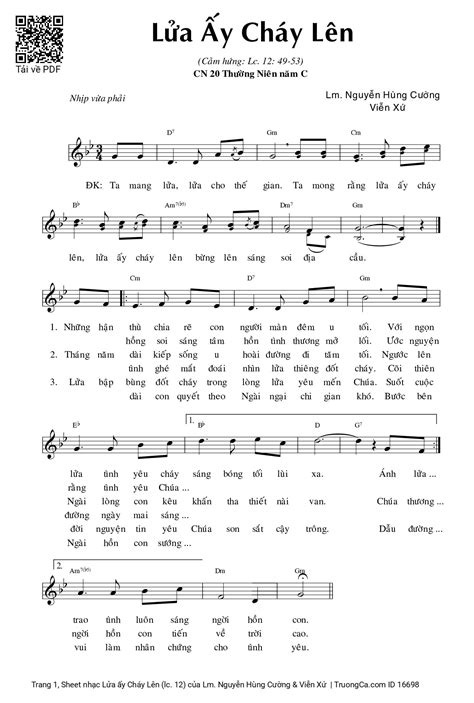 Sheet Ta Mang Lửa Lửa Cho Thế Gian Ta Mong Rằng Lửa ấy Cháy Lên Pdf