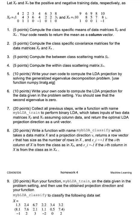 Solved Let Xp And Xn Be The Positive And Negative Training Chegg Com