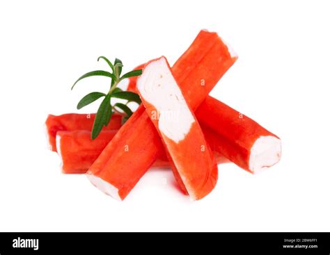Crab Stick Isolated On White Background Imitation Crab Meat With