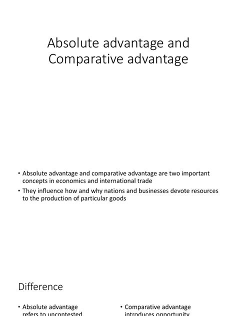 Absolute Advantage And Comparative Advantage Pdf Comparative