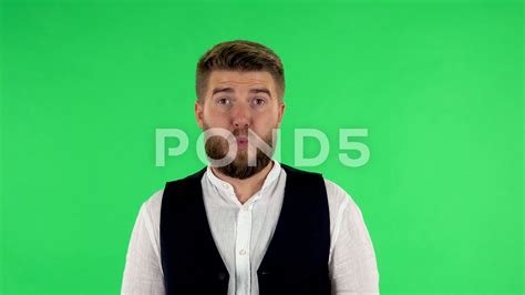 Surprised Man With Shocked Face Expression Green Screen Stock Footage Ad Shocked Face