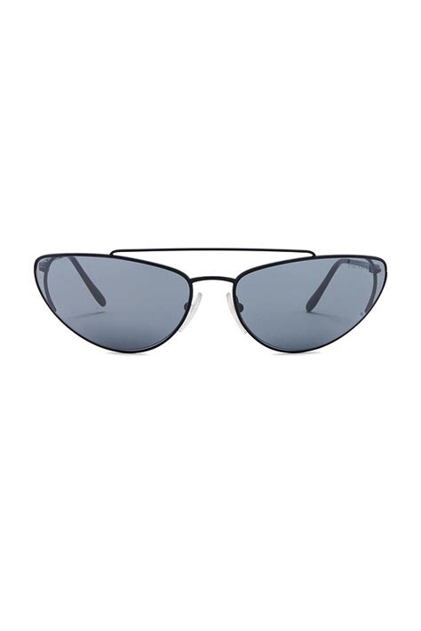 Fwrd Renew Prada Metal Low Profile Sunglasses In Black Revolve