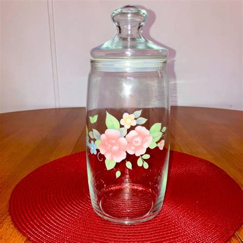 Pfaltzgraff Kitchen Vintage Pfaltzgraff Tea Rose Glass Airtight