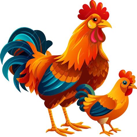 Rooster And Hen Vector Illustration Premium Ai Generated Vector