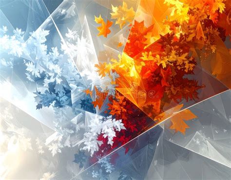 Abstract Contrast Of Autumn Leaves And Winter Frost Stock Illustration