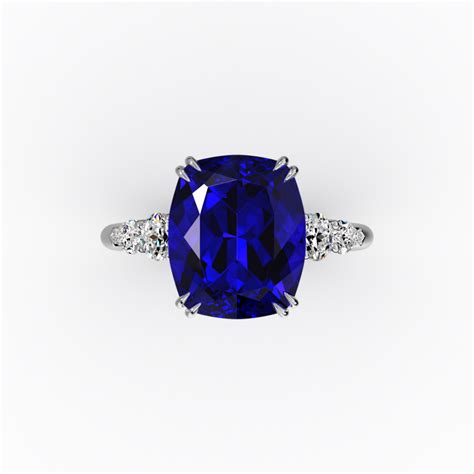 Cushion Cut Tanzanite And Diamond Ring Platandia