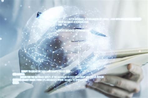 premium photo multi exposure of abstract programming language