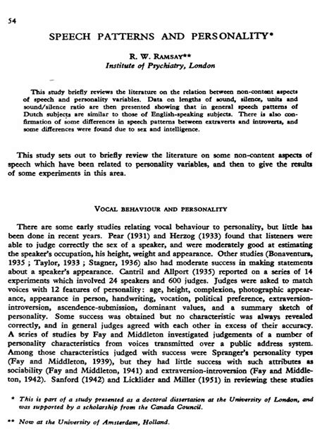 Speech Patterns And Personality Pdf