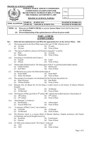 Css Political Science Political Science CSs Past Papers Studocu
