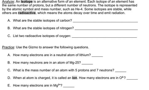 Solved Analyze An Isotope Is An Alternative Form Of An