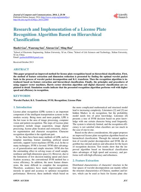 pdf research and implementation of a license plate recognition