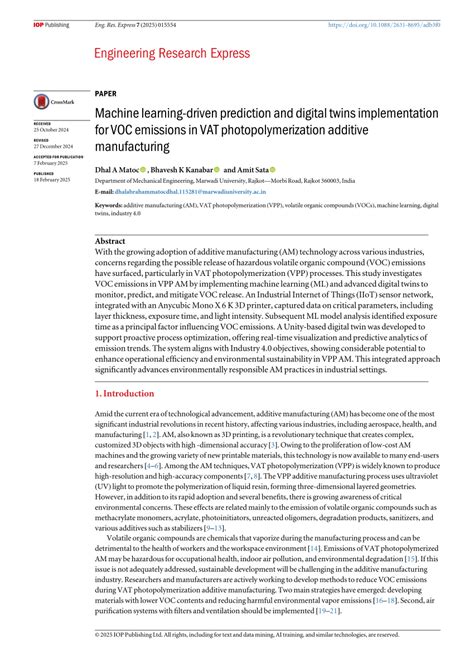 Machine Learning Driven Prediction And Digital Twins Implementation For Voc Emissions In Vat