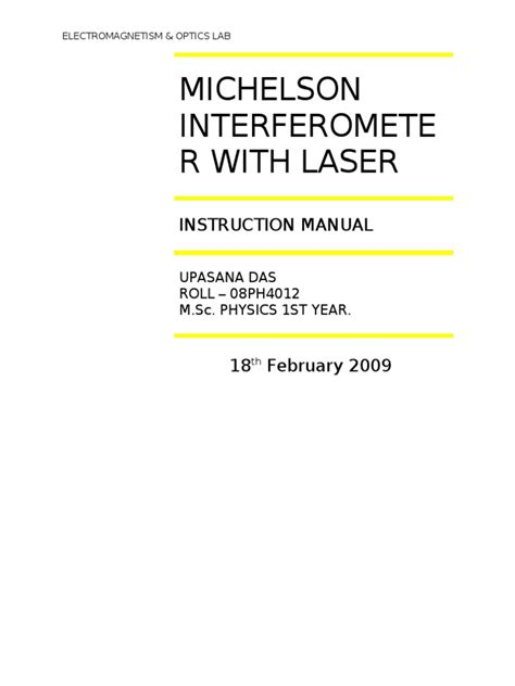 Michelson Interferometer With Laser Pdf Interferometry Interference Wave Propagation