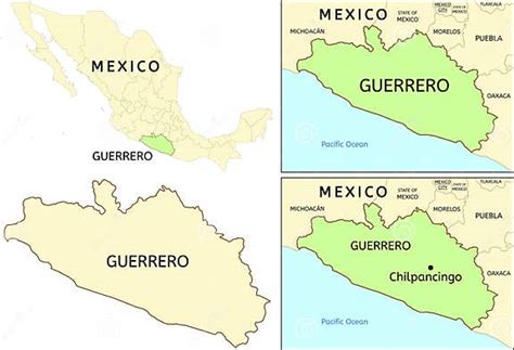 Guerrero State Location On Map Of Mexico Stock Vector Illustration Of