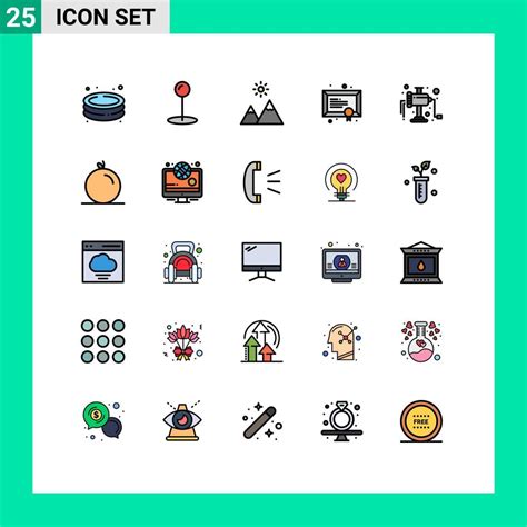 User Interface Pack Of 25 Basic Filled Line Flat Colors Of Fruit Manual Nature Grinder School