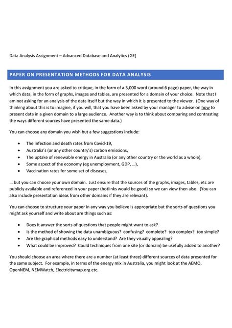 Data Analysis Assignment Advanced Database And Analytics Comp3771