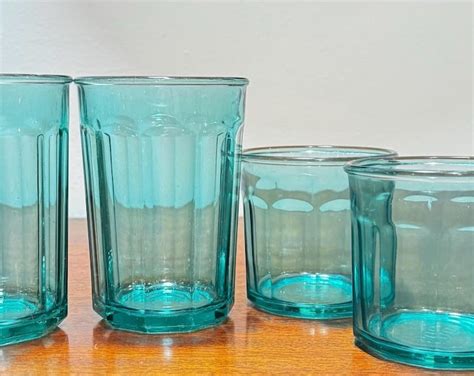 Set Of 4 Vintage Luminarc Paneled Glass Tumblers Clear French