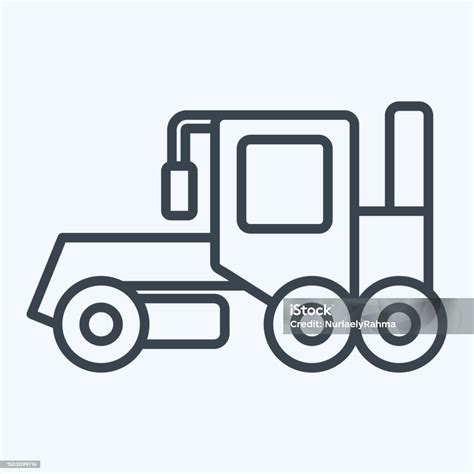 아이콘 그레이더 건설 차량 기호와 관련이 있습니다 선 스타일 심플한 디자인 편집 가능 간단한 그림 개체 그룹에 대한 스톡 벡터