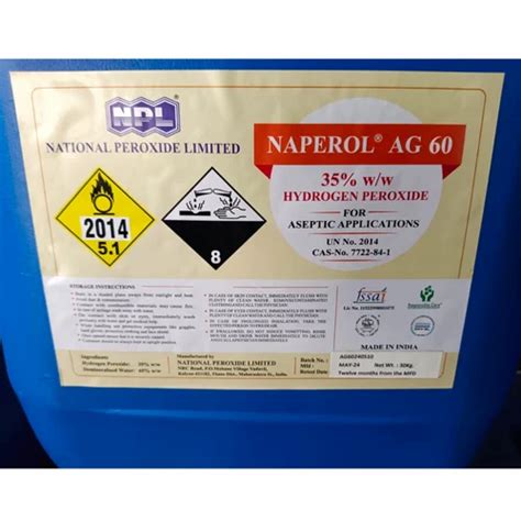 Food Grade Hydrogen Peroxide 35 Packaging Size 25l At ₹ 45 Kg In Mumbai