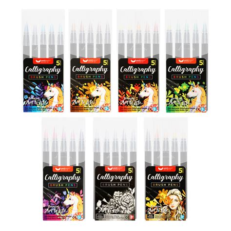 Unicorn Stationery 5 Water Colour Calligraphy Brush Pen Set Ucb 5c