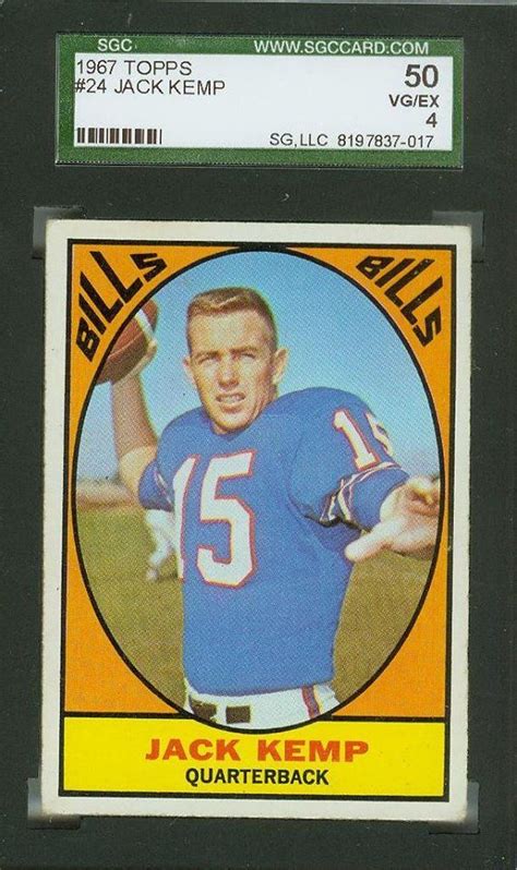 1967 Topps Jack Kemp Buffalo Bills 24 Football Card Vgex