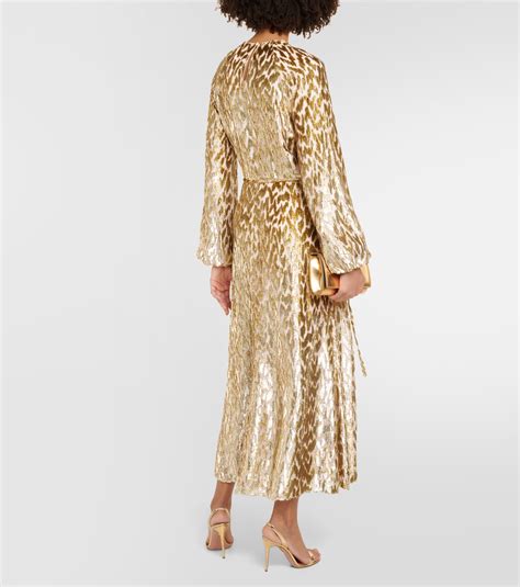 Odina Leopard Print Midi Dress In Gold Simkhai Mytheresa