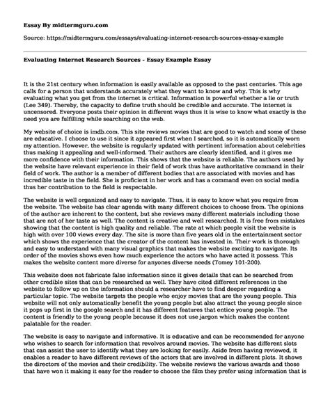 📚 Evaluating Internet Research Sources Essay Example Free Essay Term Paper Example Free