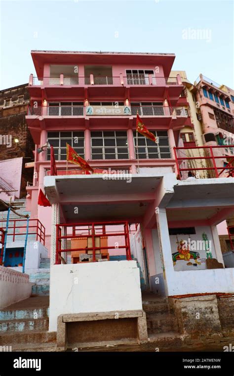 View Of Popular Assi Ghat With Several Pilgrims That Stands At The