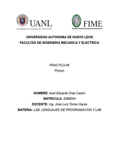 Practica 8 Phyton Pdf Python Lenguaje De Programación Lenguaje