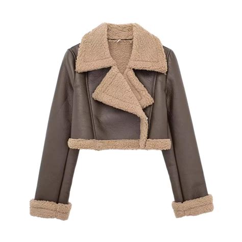 Athletic Thick Faux Leather Sherpa Lined Jacket Women Fall Fashion