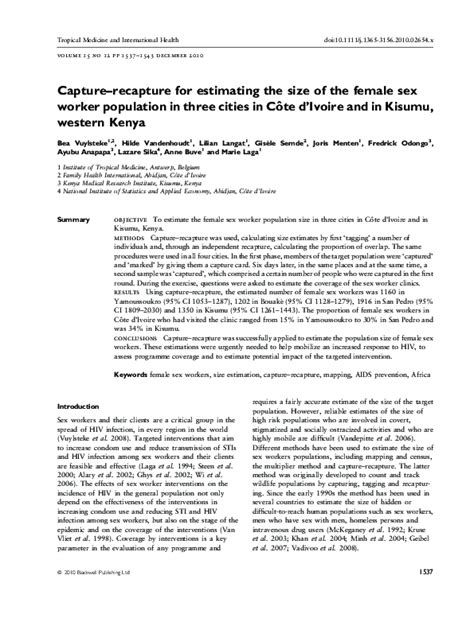 Pdf Capture Recapture For Estimating The Size Of The Female Sex
