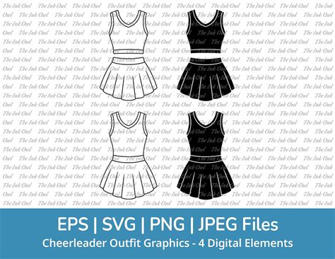 Cheerleader Outfit Svg Clipart Outline And Silhouette Sports Graphics
