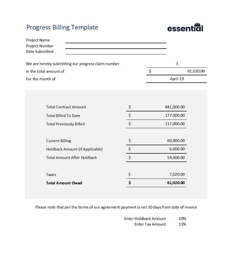 Construction Progress Billing Template Construction Files