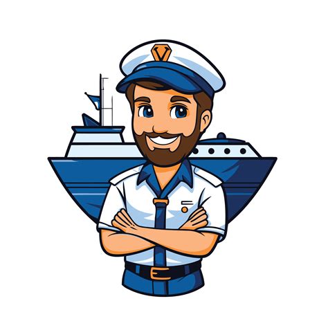 Captain Cartoon Character With Ship In Background 50153399 Vector Art