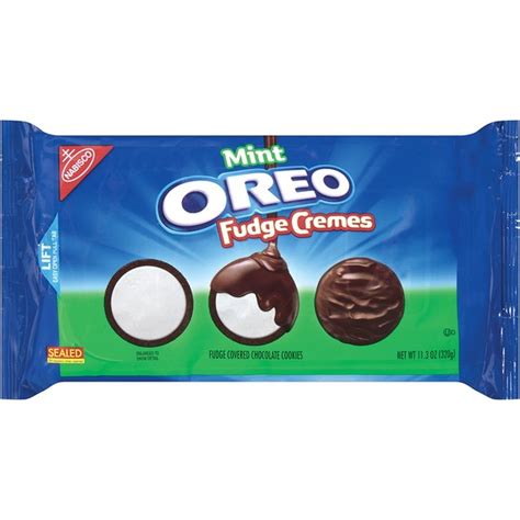 Oreo Mint Fudge Cremes Fudge Covered Chocolate Cookies 11 3 Oz