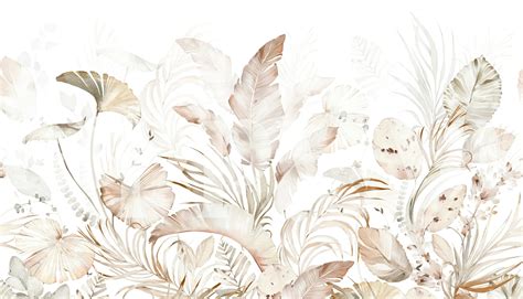 Buy Tropical Plants Beige Wallpaper Happywall