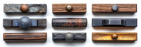 Various Handcrafted Wooden Knobs On A White Backdrop Assorted Textures