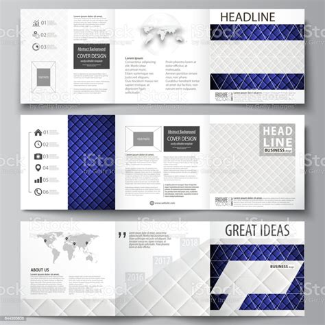 트라이 배 브로셔 사각형 디자인에 대 한 비즈니스 템플릿 집합입니다 커버 전단지 추상적인 벡터 레이아웃 화려한 빈티지 스타일 배경 흰색과 파란색 색상 실크 파문이 질감