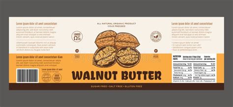 Walnut Butter Label And Packaging Design Template Stock Vector