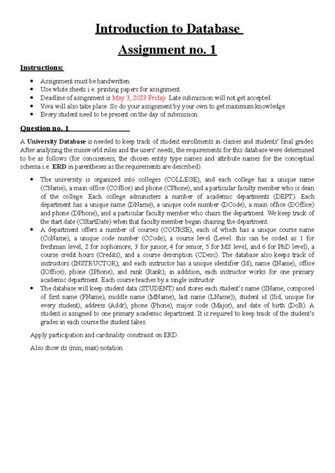 Ids Assignment 1 Introduction To Database Assignment No 1