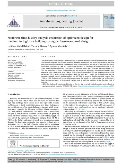 Pdf Nonlinear Time History Analysis Evaluation Of Optimized Design