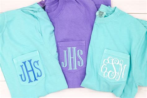 Adult Comfort Colors Monogrammed Pocket T Shirt Etsy
