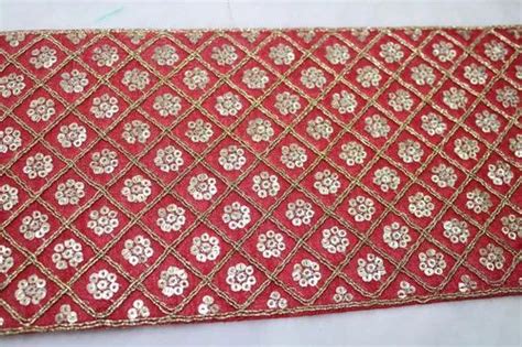 Red Embellished Sequins Work Embroidered Border At ₹ 2360 00 Embroidery Border Id 2849118011988