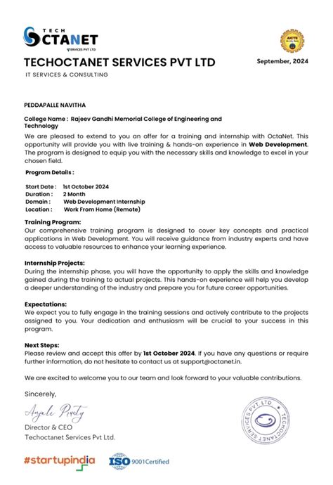 Peddapalle Navitha On Linkedin Internship Webdevelopment Octanet Training Remotework