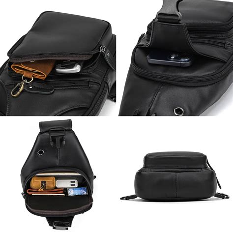 Vintage Mens Leather Sling Backpack Chest Bag Leather Sling Bag