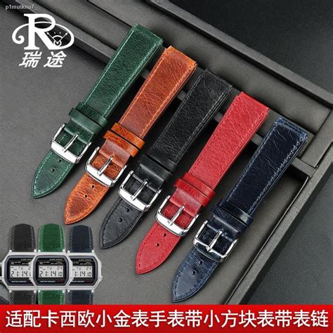 Suitable For Casio A158 A159 A168 A169 Ae1200 1300 1 000 Small Gold Watch Cowhide Strap Shopee