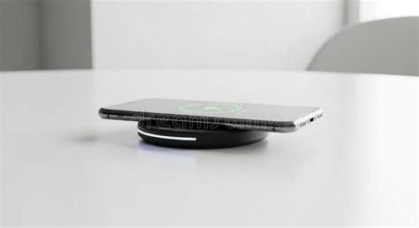 Modern Smartphone Charging Wirelessly On A Sleek Black Charging Pad